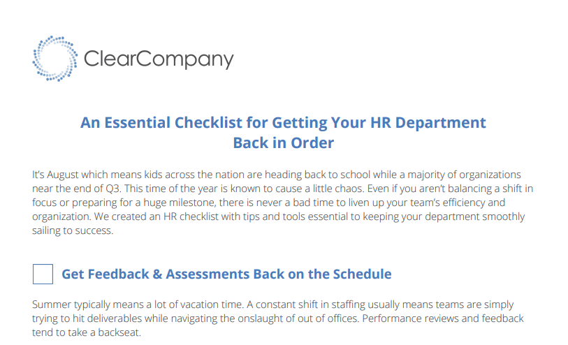 HR Essential Checklist | ClearCompany