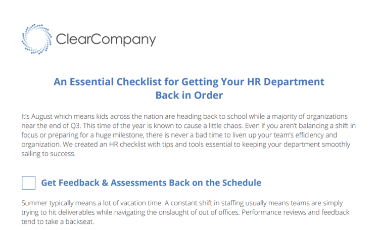 HR Essential Checklist | ClearCompany