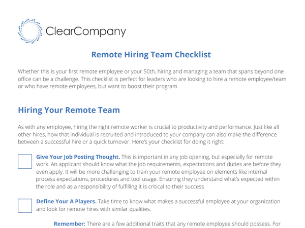 Hiring and Managing Remote Employees Checklist | ClearCompany